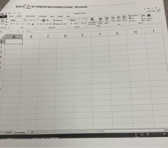 Solved Solve Spidx using the best method in Excel. (20 | Chegg.com