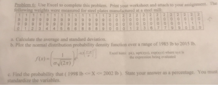 Solved Problem 6: Use Excel to complete this problem. Print | Chegg.com