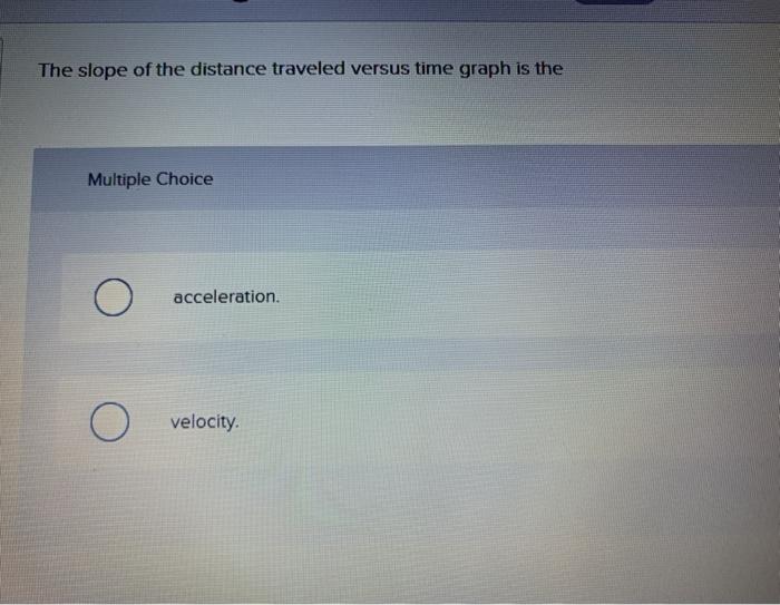 Solved The slope of the distance traveled versus time graph | Chegg.com