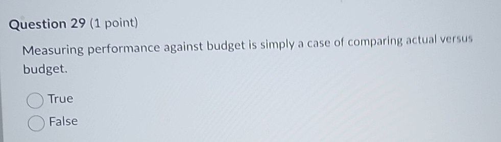 Solved Question 29 (1 ﻿point)Measuring performance against | Chegg.com