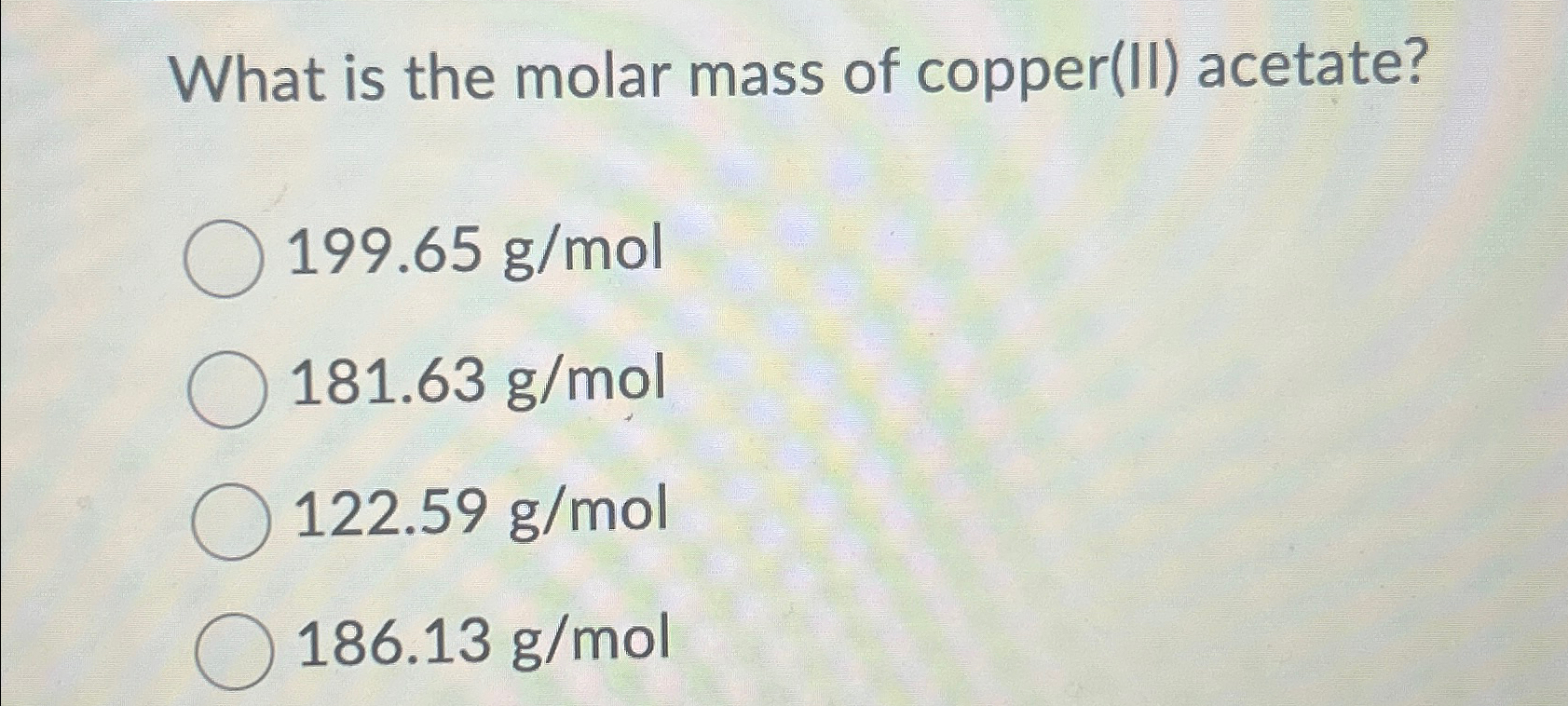 Solved What is the molar mass of copper(II) | Chegg.com
