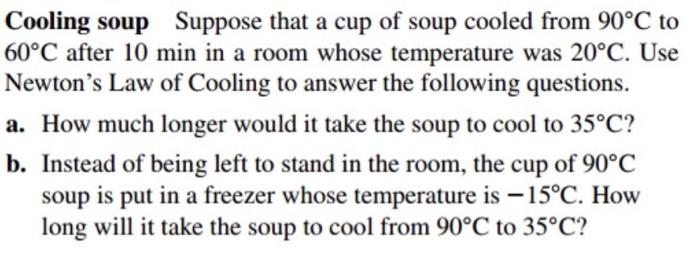 Solved Cooling soup Suppose that a cup of soup cooled from | Chegg.com