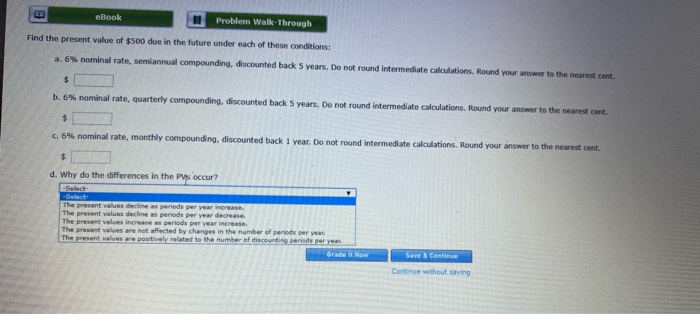 Solved eBook Problem Walk-Through Find the present value of | Chegg.com