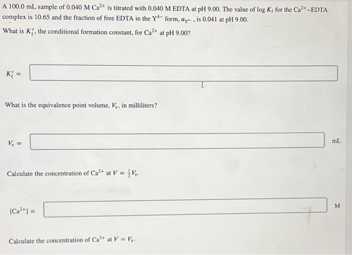Solved A 100.0 mL sample of 0.040MCa2+ is titrated with | Chegg.com