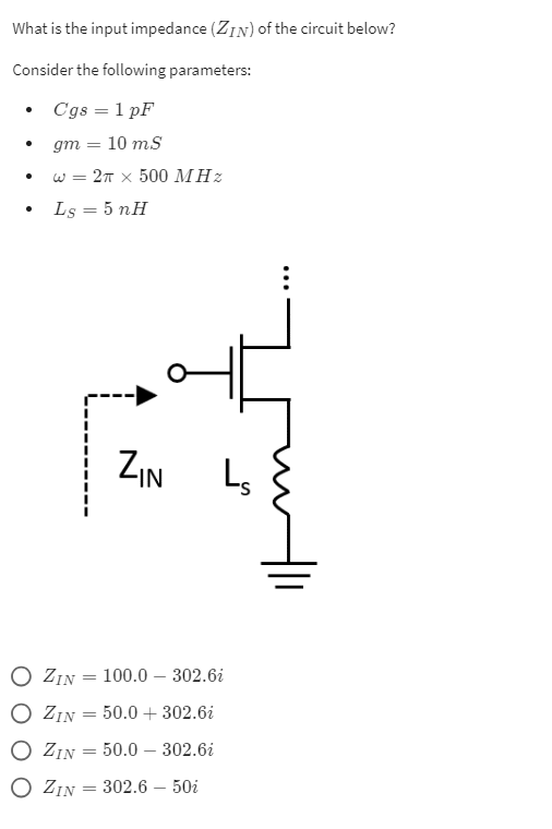 Solved What is the input impedance (ZIN) ﻿of the circuit | Chegg.com