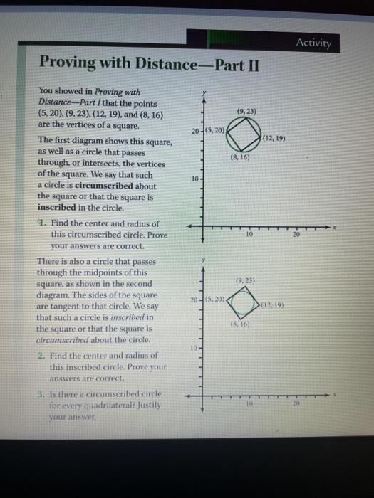 Solved Activity Proving with Distance-Part II (9.23) 20 - | Chegg.com