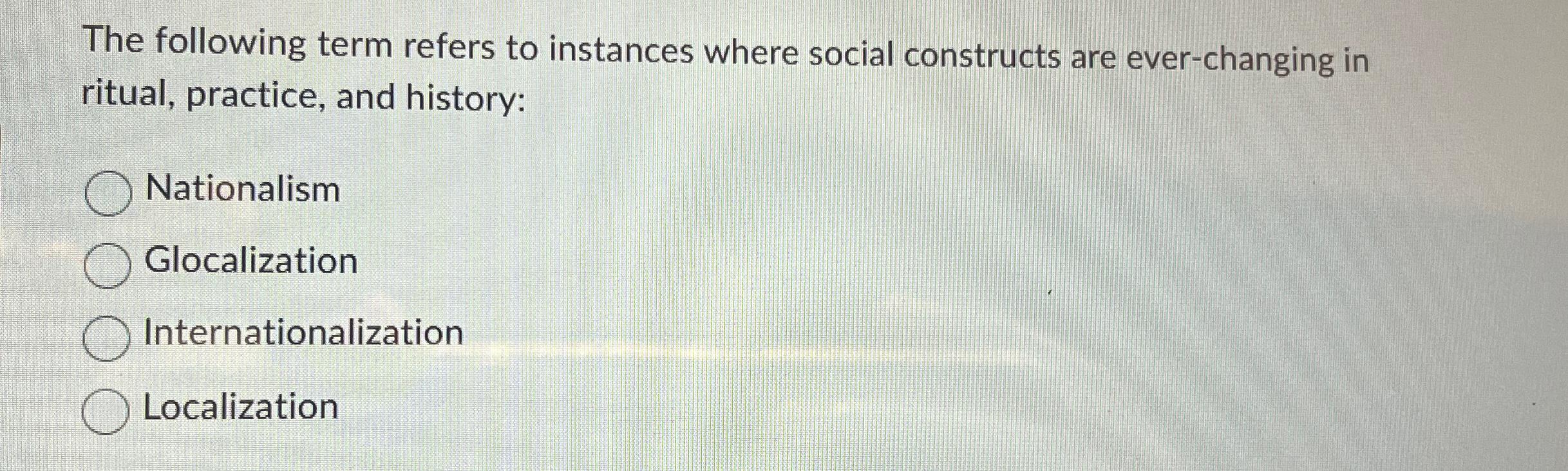 Solved The following term refers to instances where social | Chegg.com