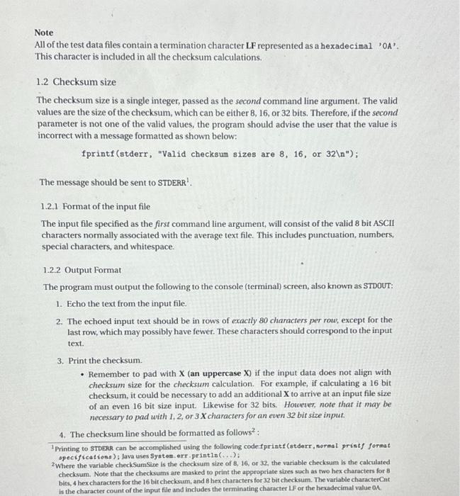 Programming Assignment 2 8,16,&32 bit checksums | Chegg.com