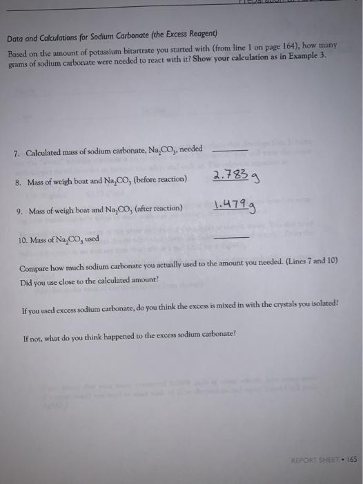 Solved Report Sheet Preparation of Rochelle Salt Name Date | Chegg.com