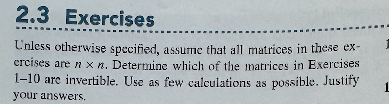Solved 2.3 ﻿Exercises Unless otherwise specified, assume | Chegg.com