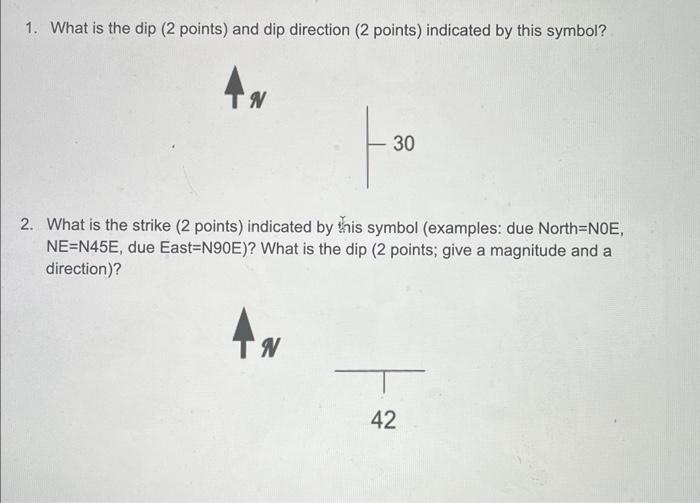 Solved 1. What is the dip ( 2 points) and dip direction (2 | Chegg.com