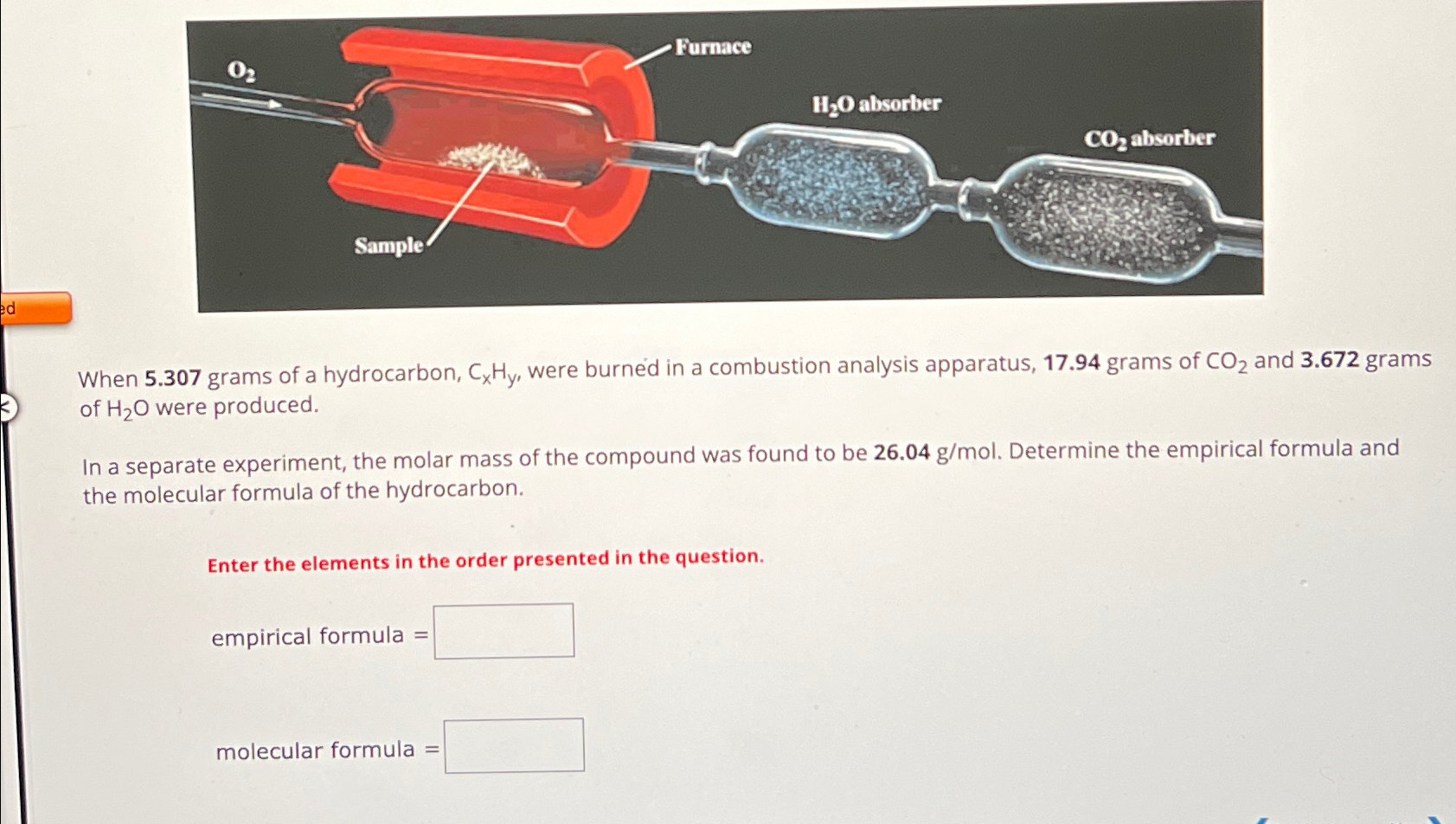 Solved When 5.307 ﻿grams of a hydrocarbon, CxHy, ﻿were | Chegg.com