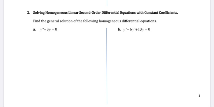 Solved 2. Solving Homogeneous Linear Second-Order | Chegg.com