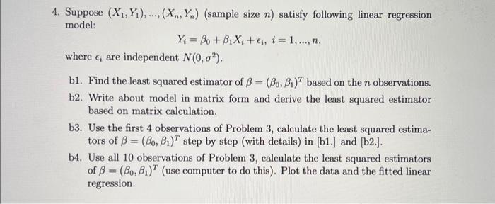 Solved Suppose (X1,Y1),…,(Xn,Yn) (sample size n ) satisfy | Chegg.com