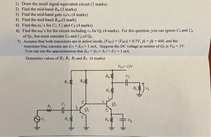 Solved 1) Draw the small signal equivalent circuit ( 3 | Chegg.com