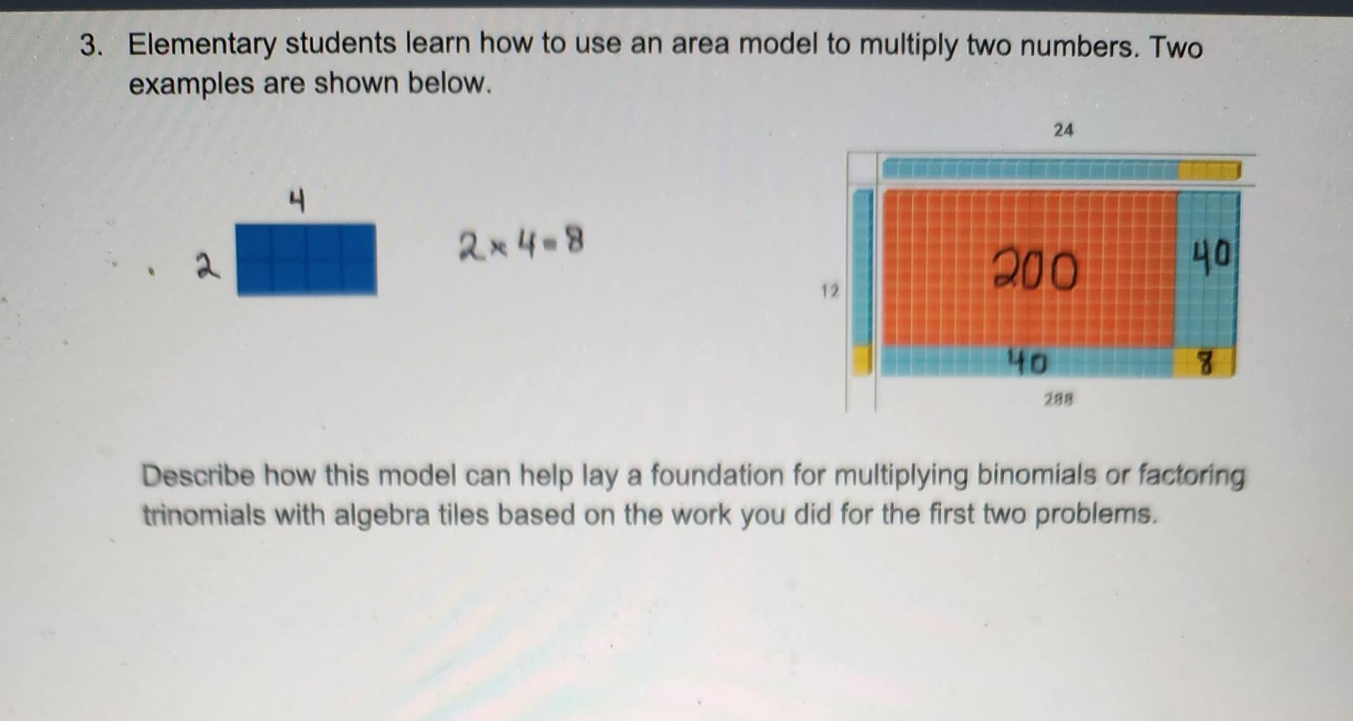 Solved Elementary students learn how to use an area model to | Chegg.com