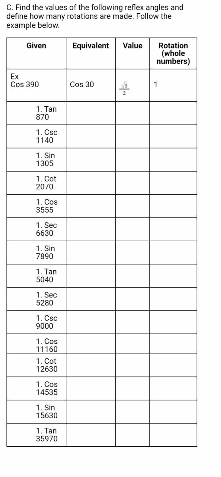 Solved C. ﻿Find the values of the following reflex angles | Chegg.com