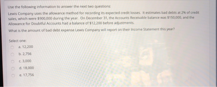 Solved Use the following information to answer the next two | Chegg.com