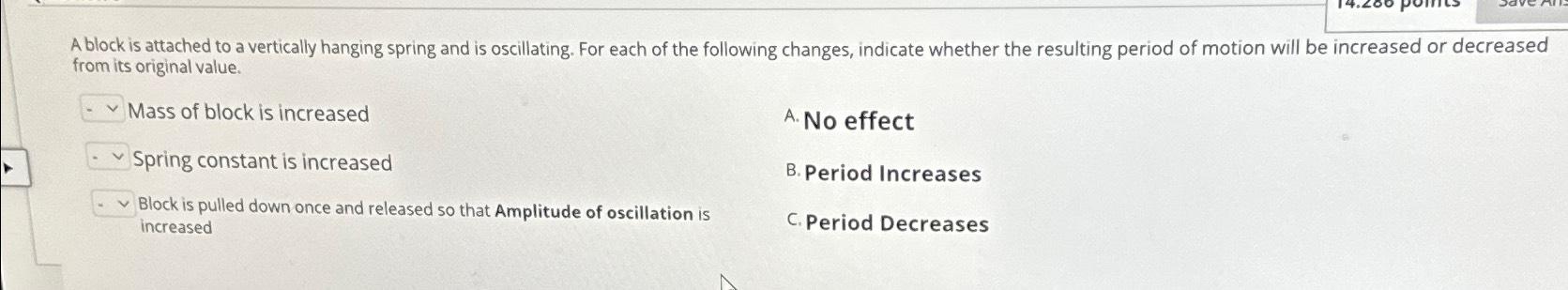 Solved A block is attached to a vertically hanging spring | Chegg.com