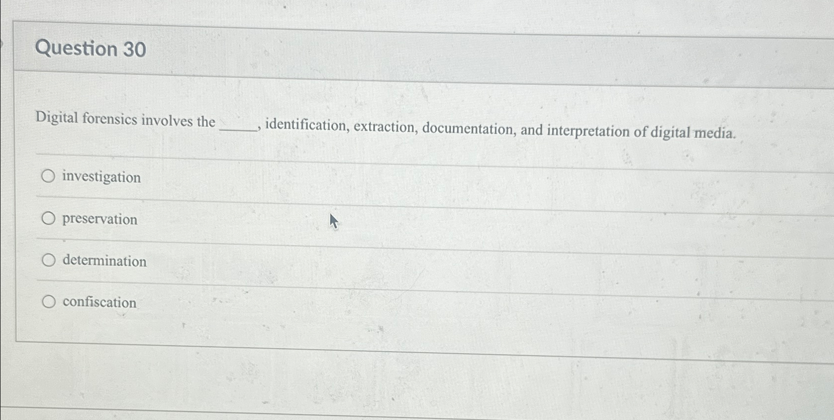 Solved Question 30digital Forensics Involves The