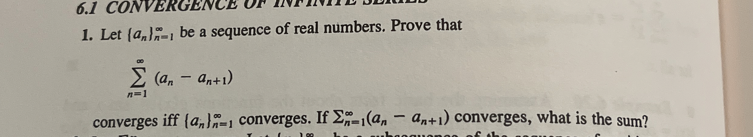 Solved Let {an}n=1∞ ﻿be a sequence of real numbers. Prove | Chegg.com