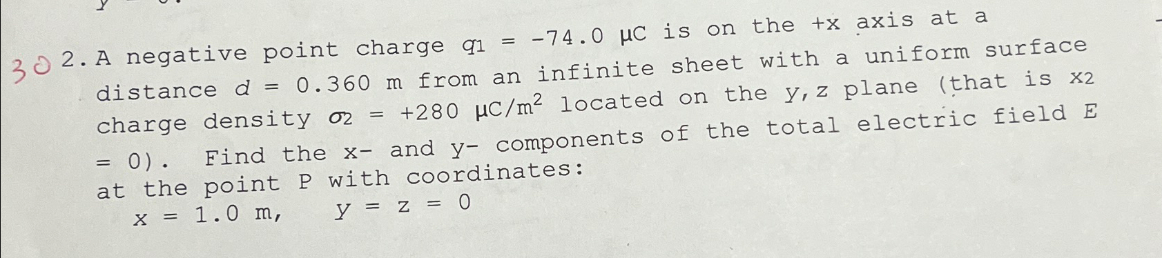 Solved 302 . ﻿A negative point charge q1=-74.0μC ﻿is on the | Chegg.com