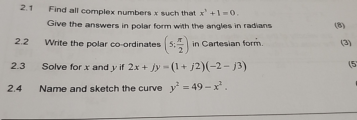 Solved 2.12.22.32.4Find all complex numbers x Such that | Chegg.com