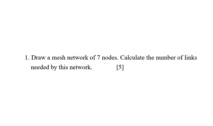 Solved 1. Draw a mesh network of 7 nodes. Calculate the | Chegg.com