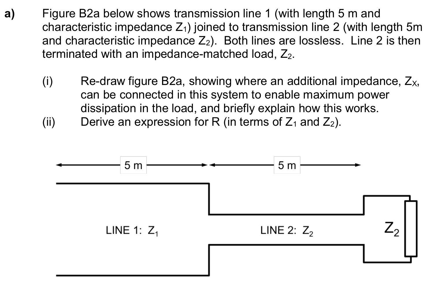 Solved a) ﻿Figure B2a below shows transmission line 1 (with | Chegg.com