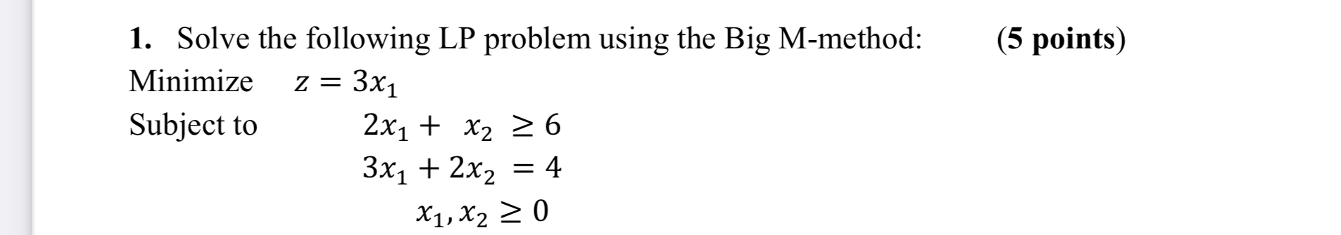 Solved Solve the following LP problem using the Big | Chegg.com