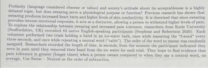 Profanity (language considered obscene or taboo) and | Chegg.com