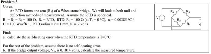 Solved Problem 3 Given: An RTD forms one arm ( R4) of a | Chegg.com