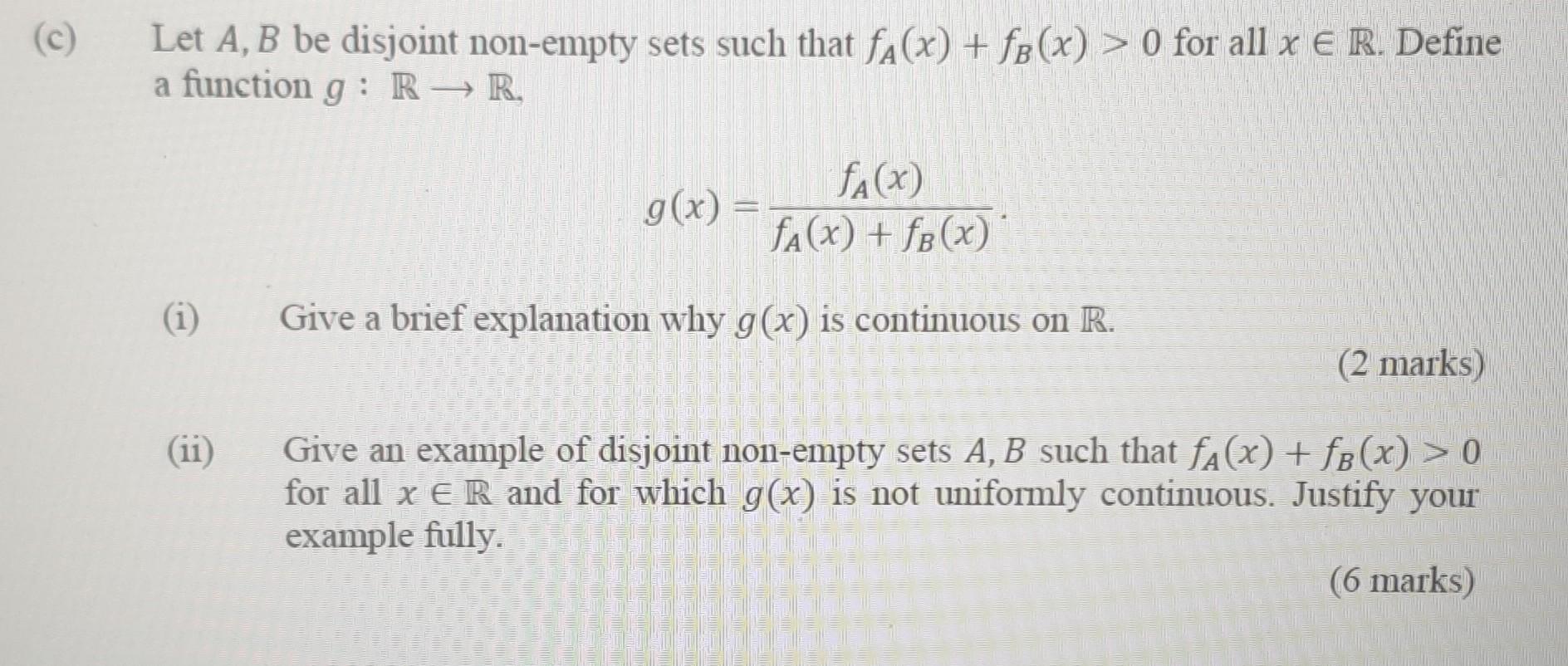 Solved (c) Let A, B be disjoint non-empty sets such that | Chegg.com