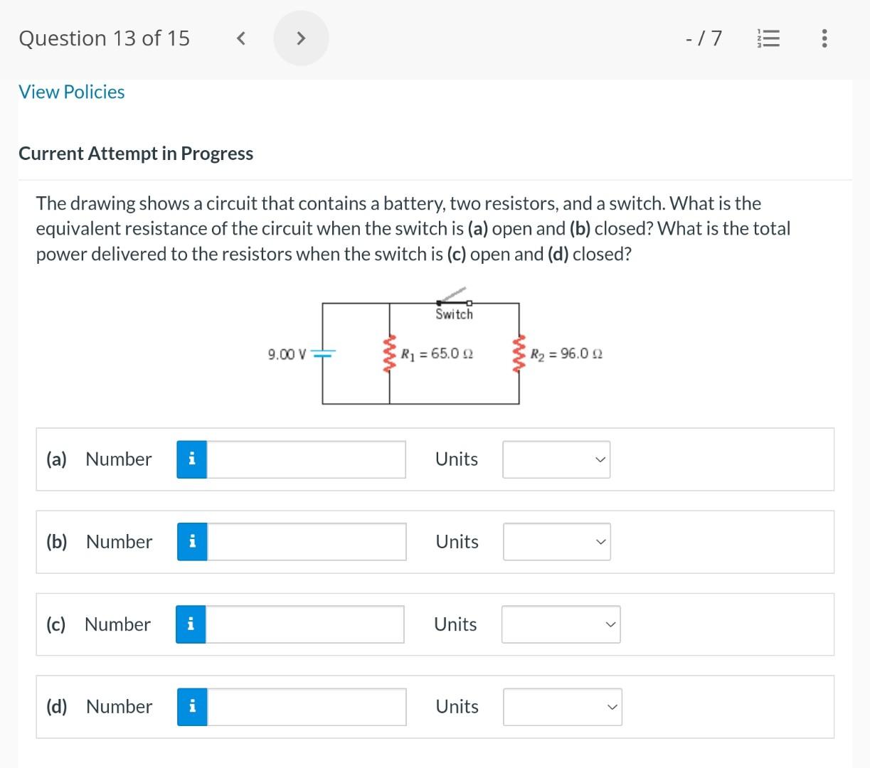 Solved The drawing shows a circuit that contains a battery, | Chegg.com