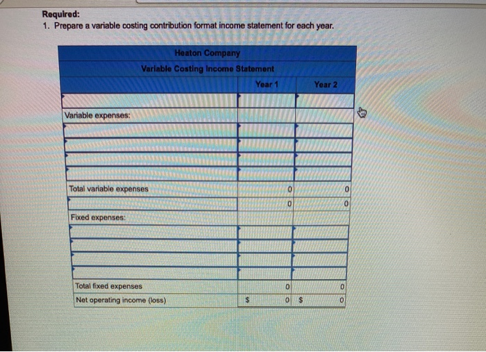 Solved Problem 6-19 Variable Costing Income Statement; | Chegg.com