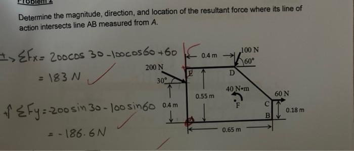 Solved Determine the magnitude, direction, and location of | Chegg.com