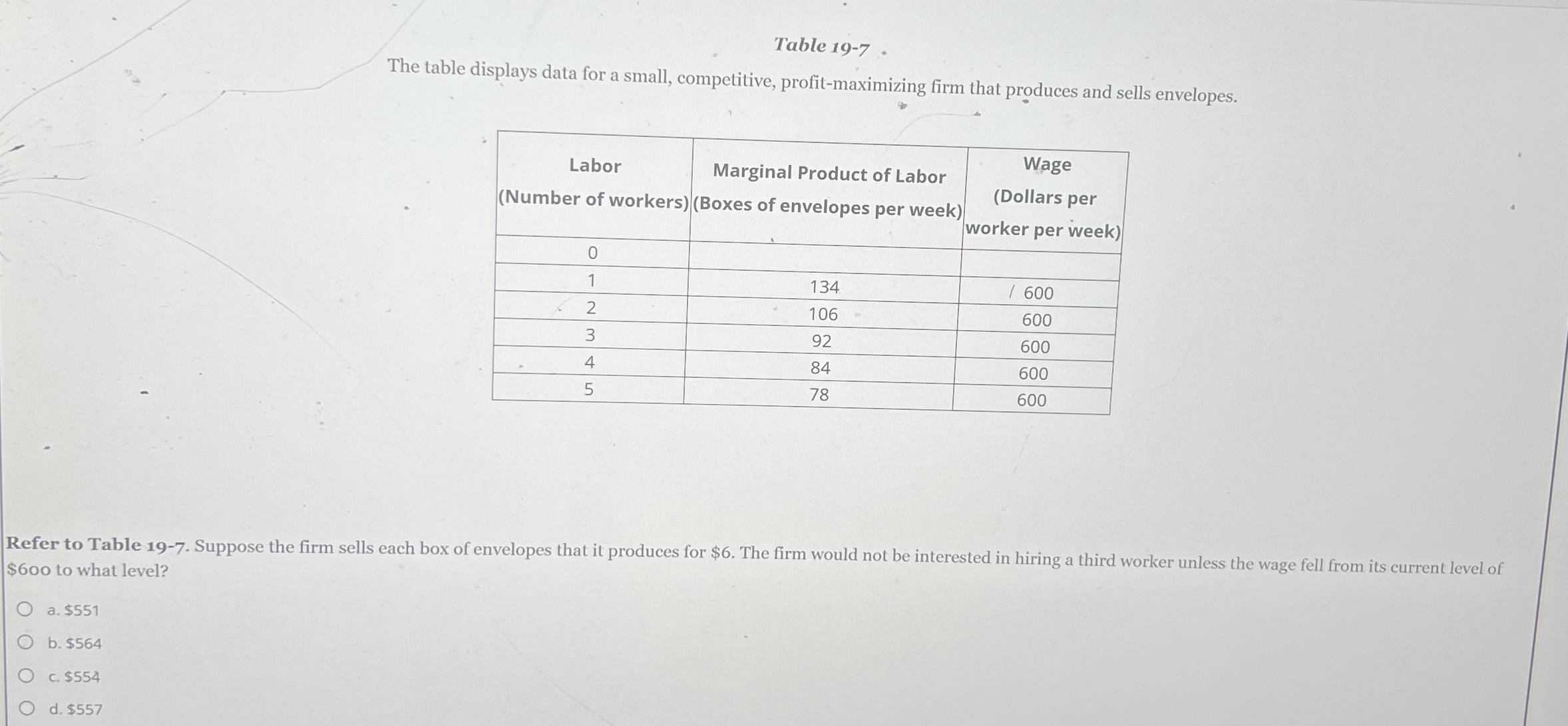 Solved Table 19-7 .The table displays data for a small, | Chegg.com