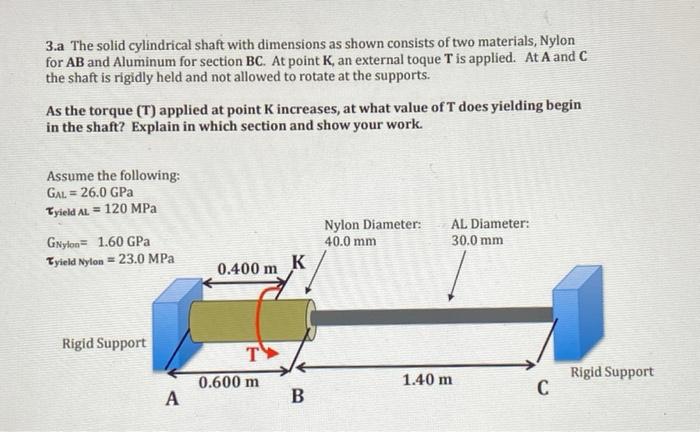 Solved 3.a The solid cylindrical shaft with dimensions as | Chegg.com
