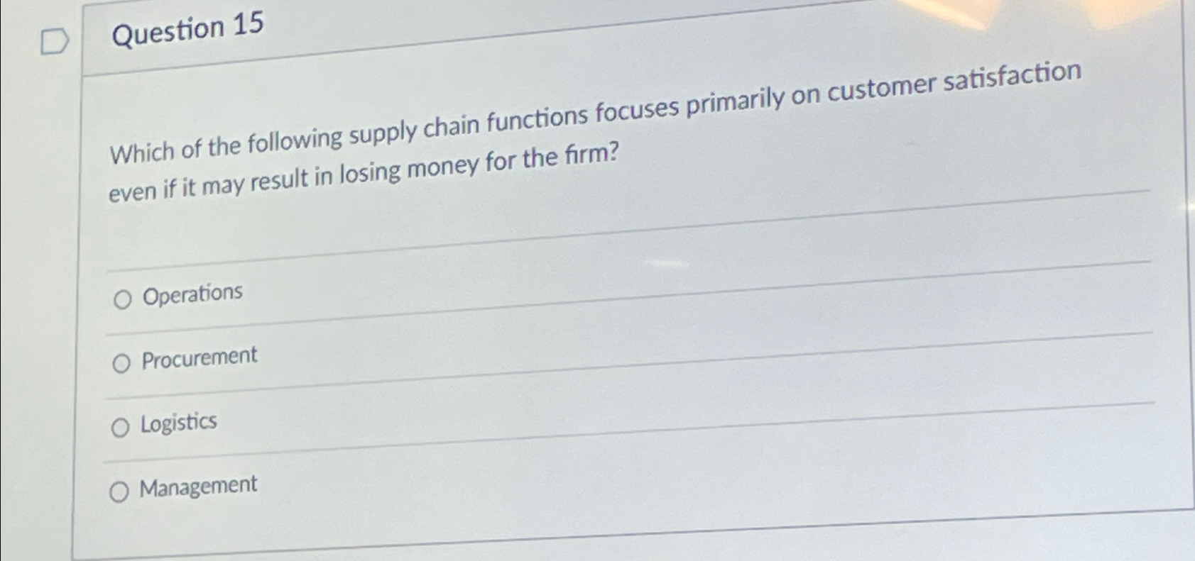 Solved Question 15Which of the following supply chain | Chegg.com