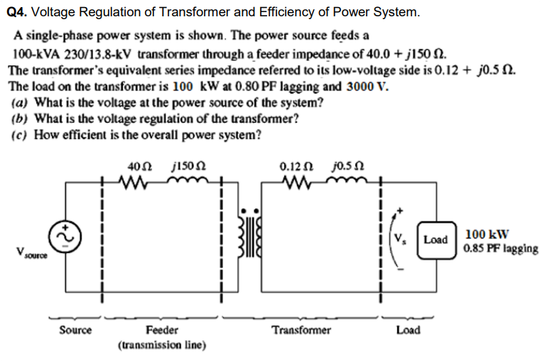 Solved Q4. ﻿Voltage Regulation of Transformer and Efficiency | Chegg.com