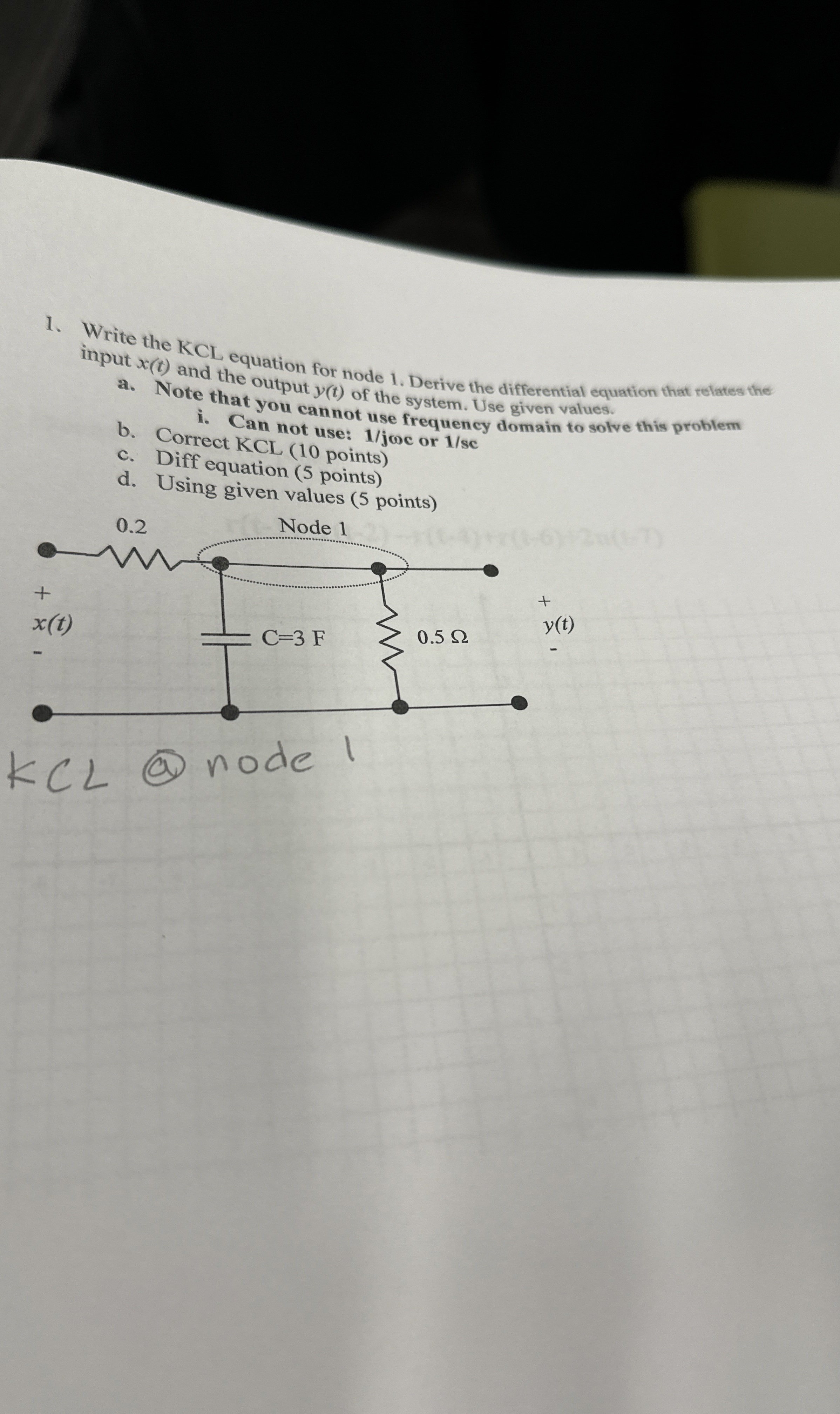 Solved Write the KCL equation for node 1. ﻿Derive the | Chegg.com