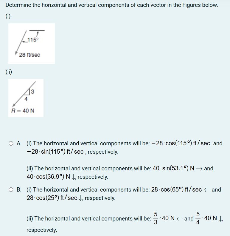 Determine the horizontal and vertical components of | Chegg.com