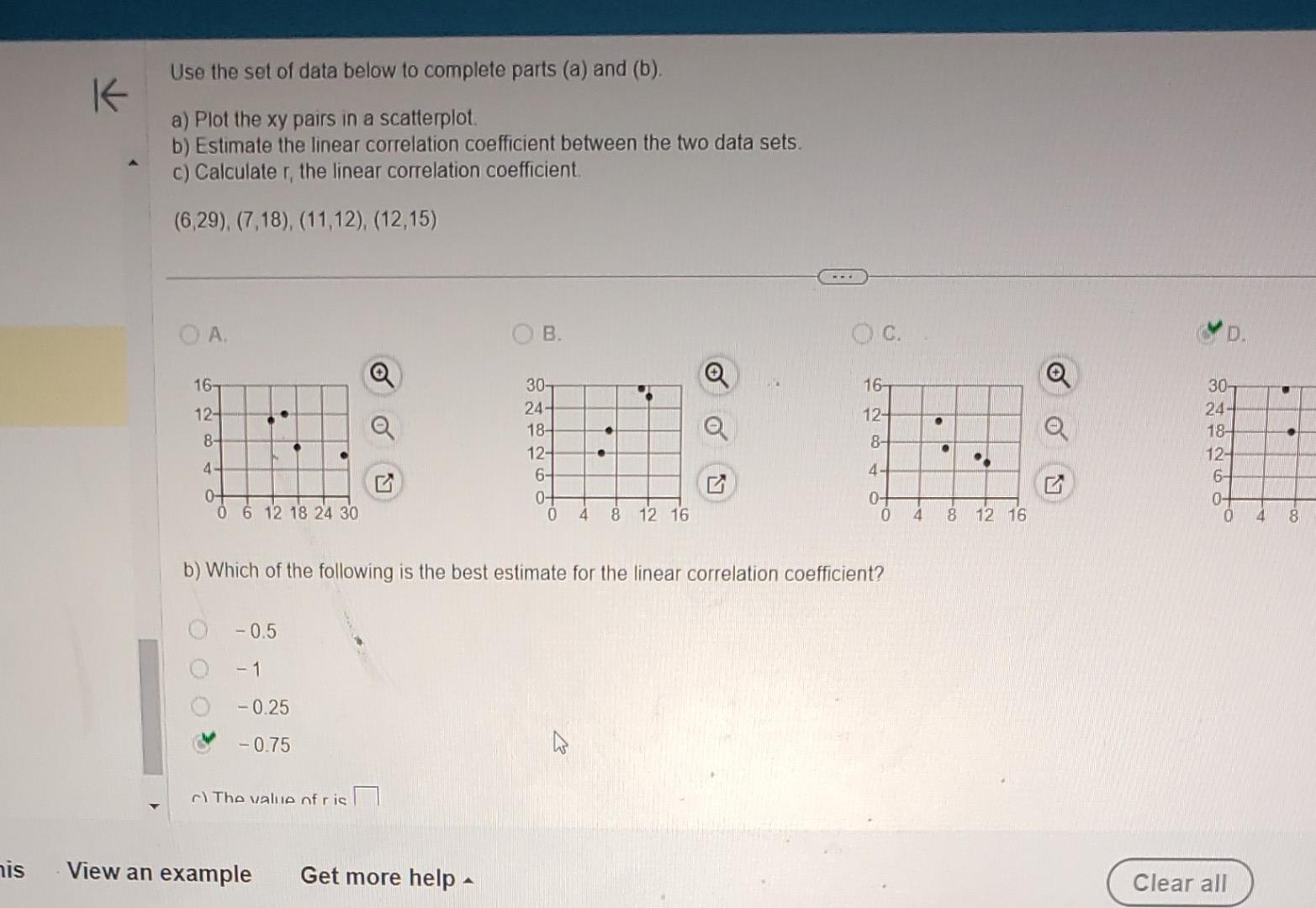 Solved Use the set of data below to complete parts (a) and | Chegg.com