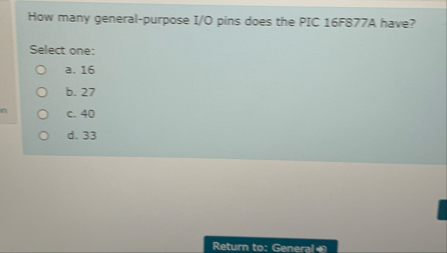 Solved How many general-purpose I/O pins does the PIC | Chegg.com