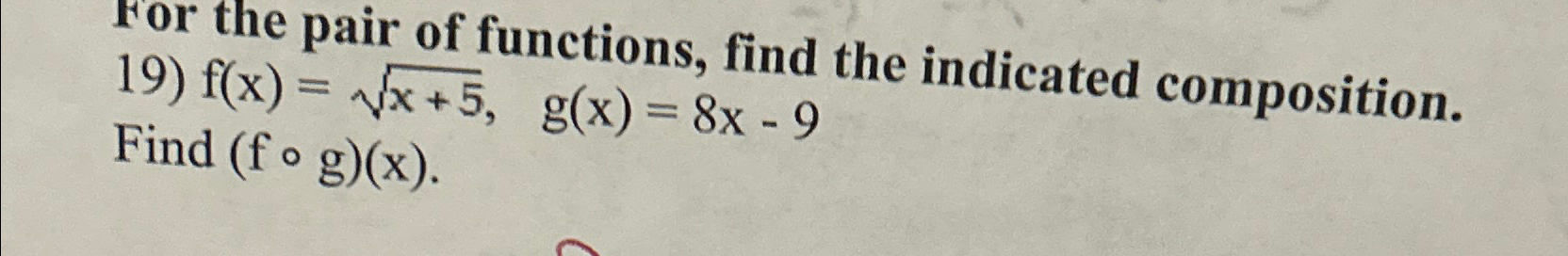 Solved For the pair of functions, find the indicated | Chegg.com