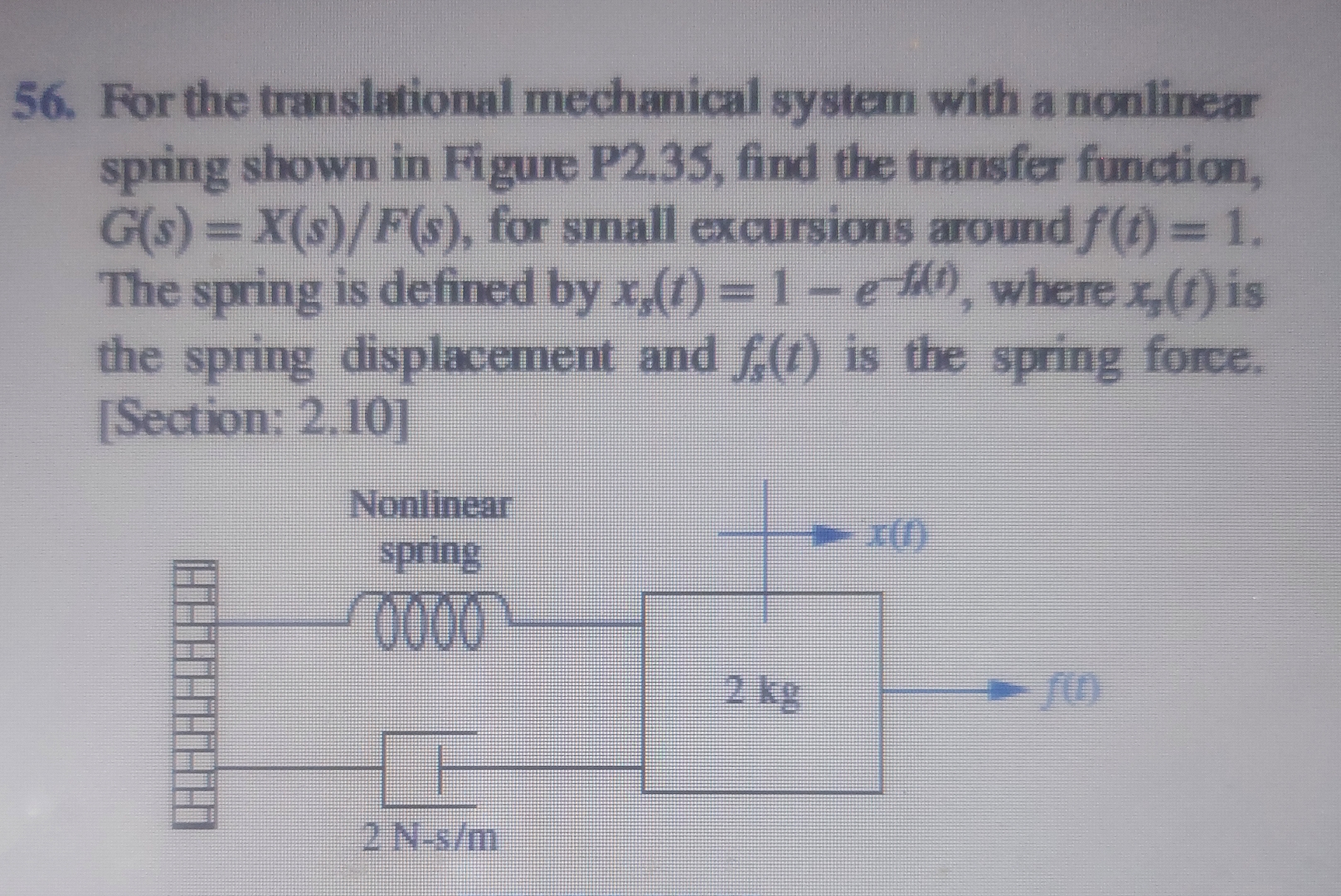 Solved For the translational mechanical system with a | Chegg.com