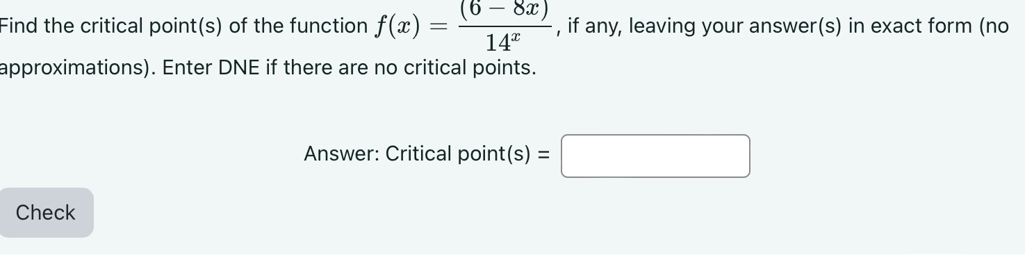 Solved Find the critical point(s) ﻿of the function | Chegg.com