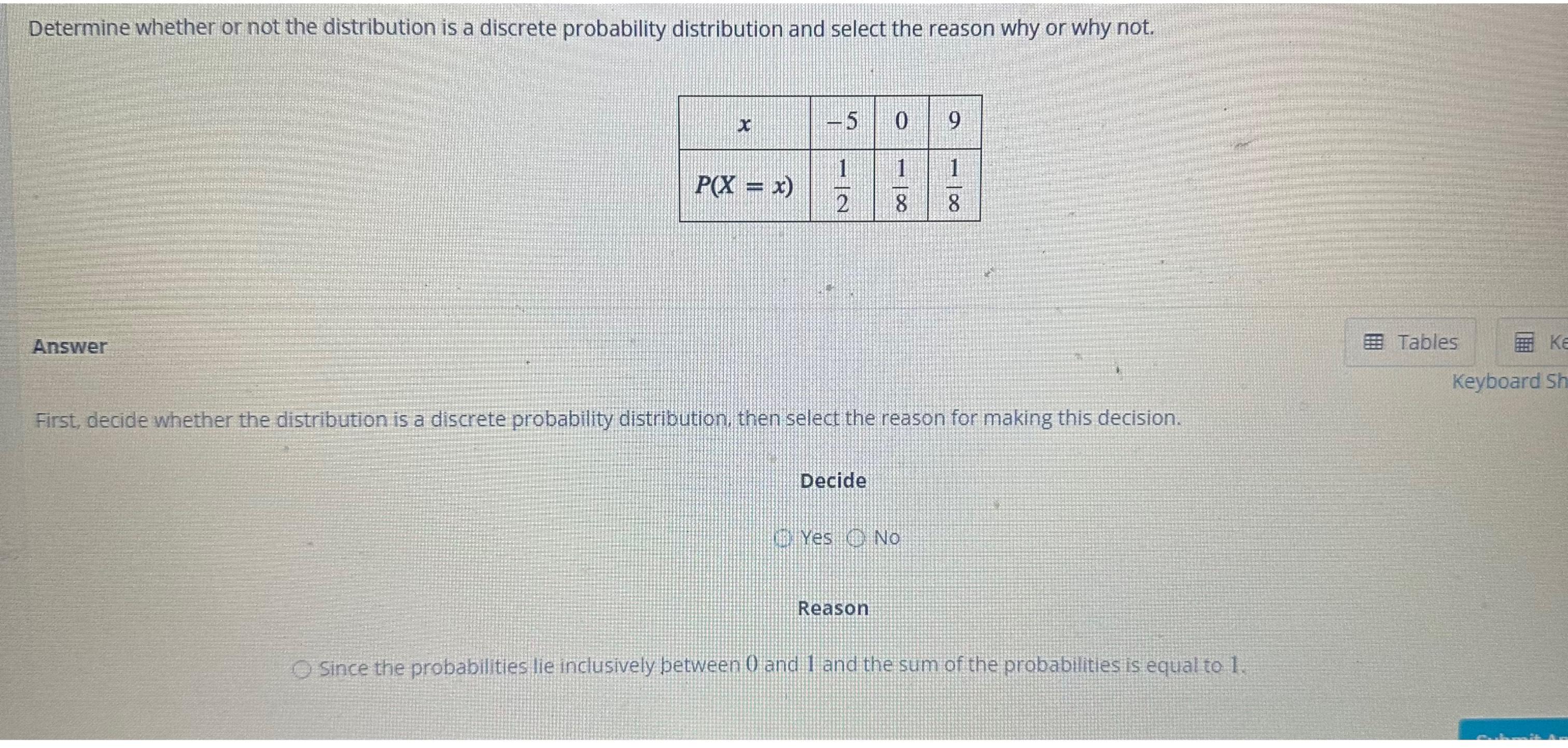 Solved Determine whether or not the distribution is a | Chegg.com