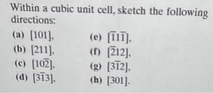 Within a cubic unit cell, sketch the following | Chegg.com