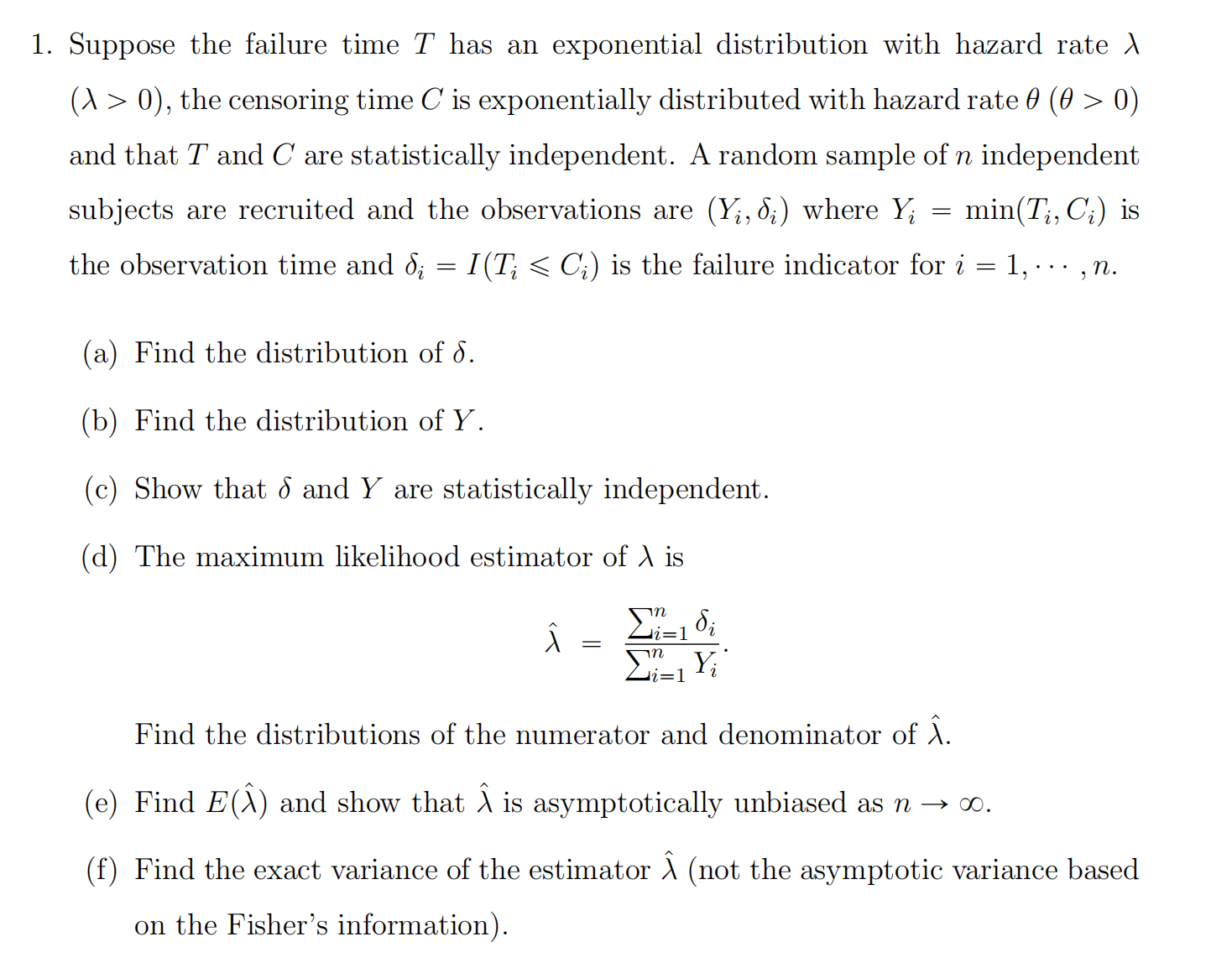 Solved Suppose the failure time T ﻿has an exponential | Chegg.com